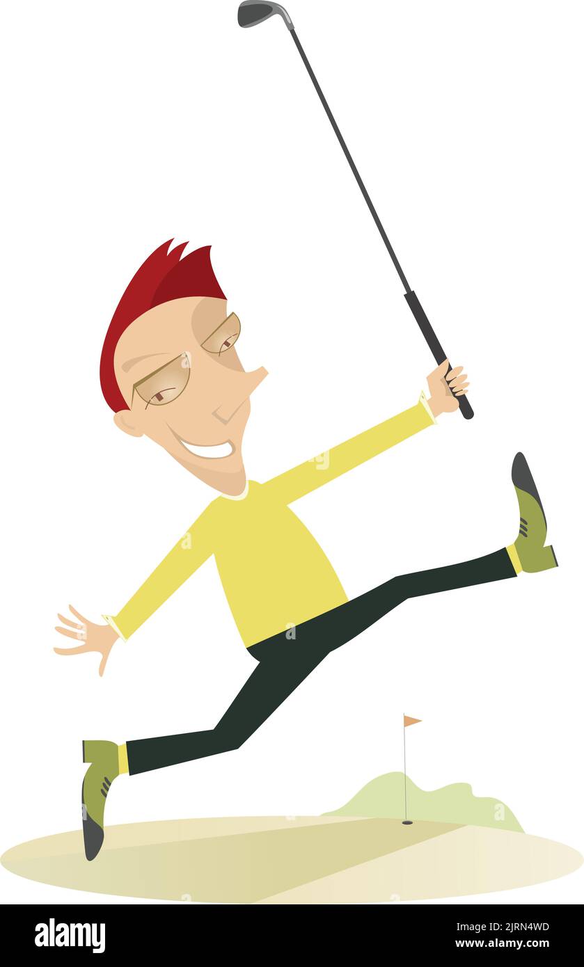Comic happy golfer goes to play golf Stock Vector Image & Art - Alamy