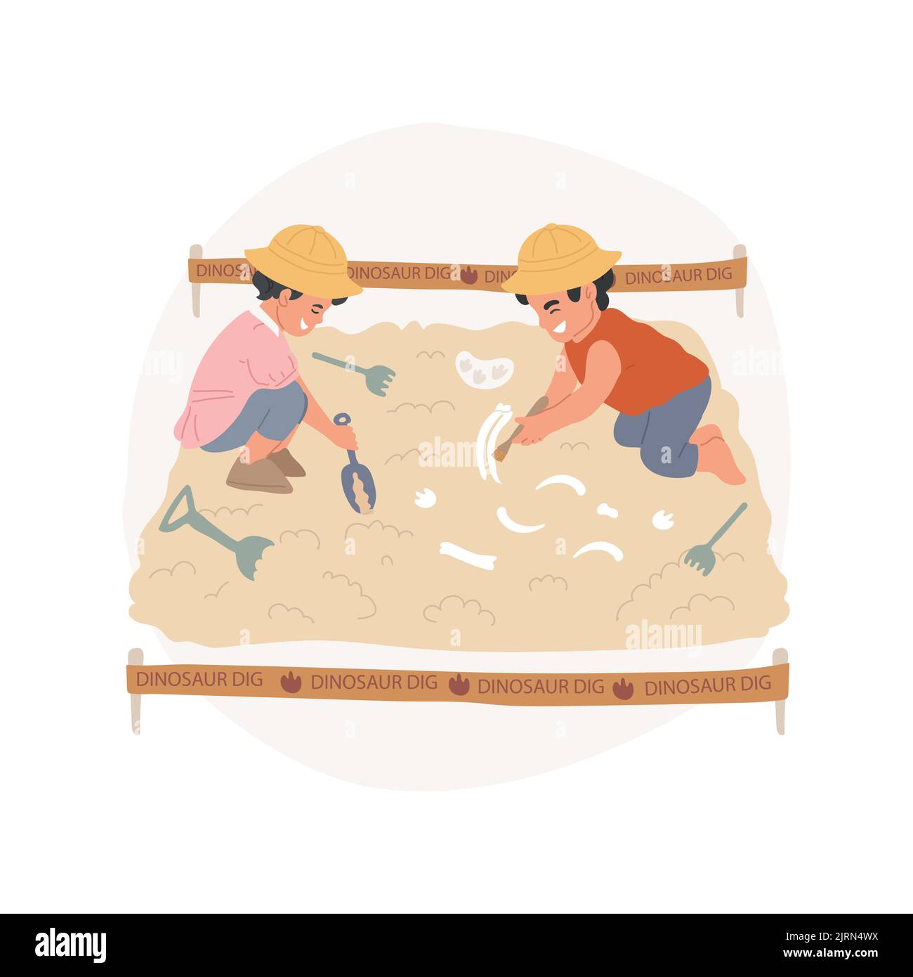 Dinosaur excavation site isolated cartoon vector illustration ...