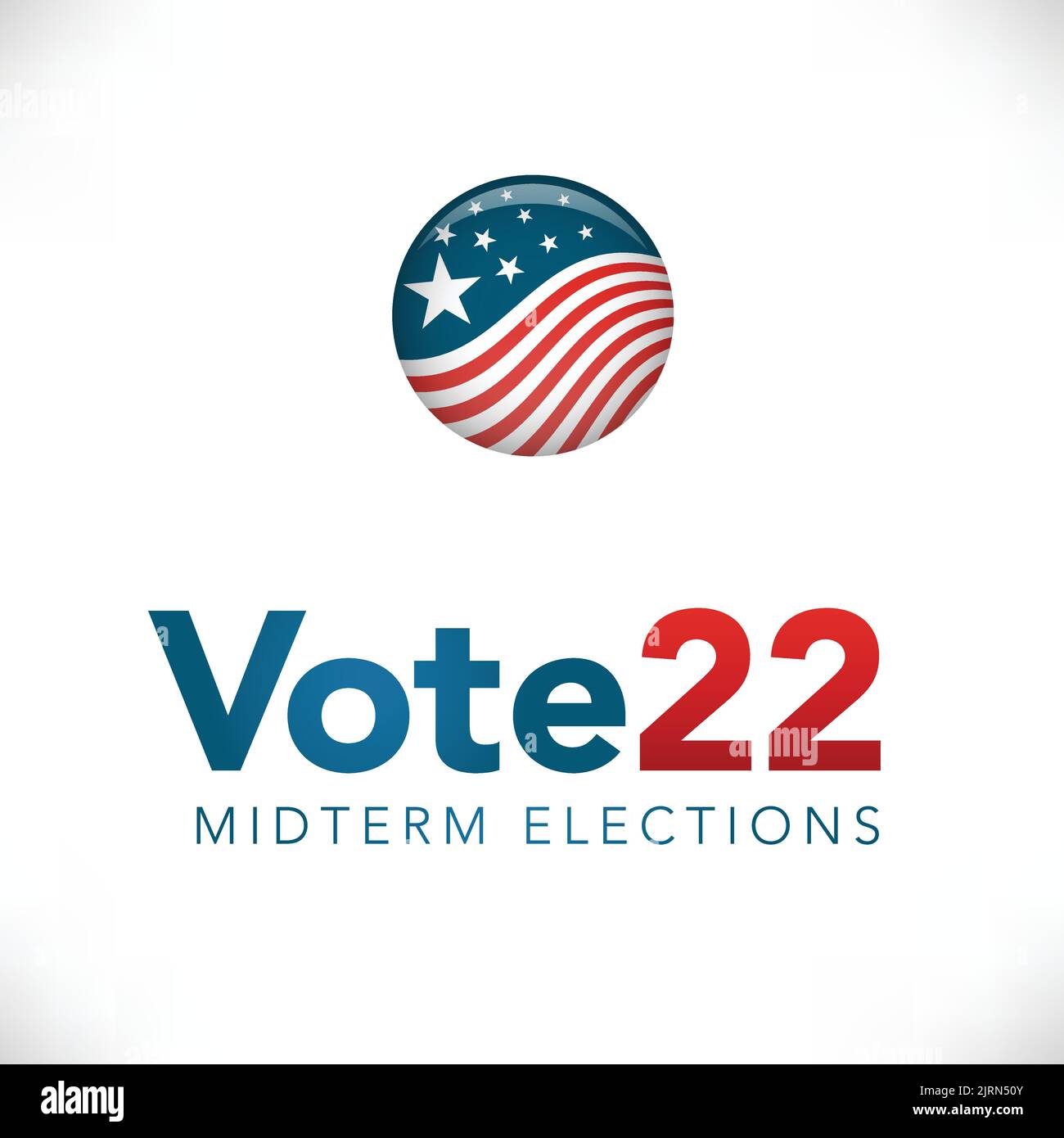 2022 Midterm Elections Design With Red White Blue Vote Icon Stock