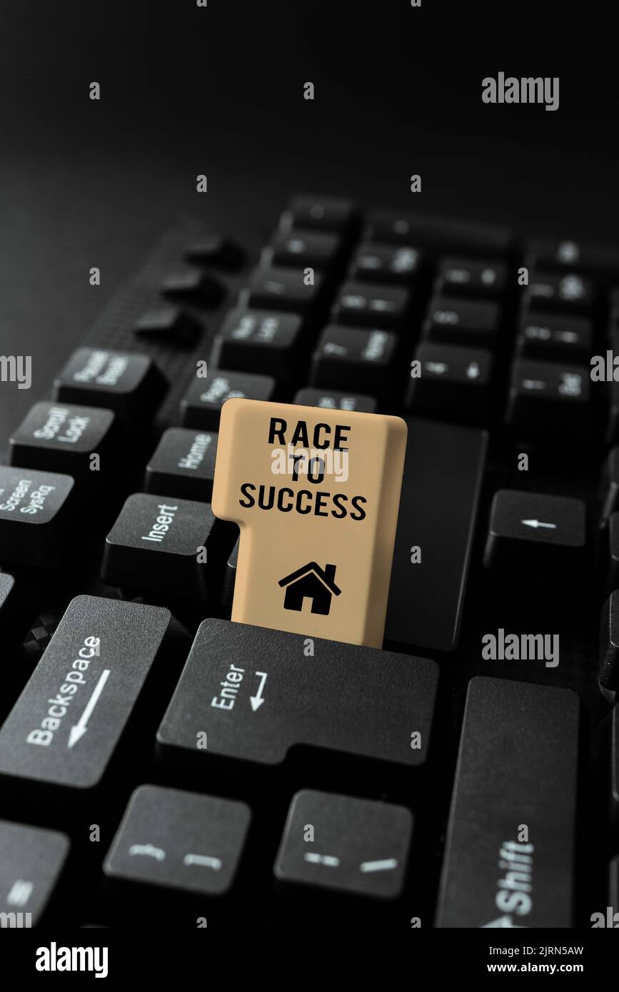 Hand writing sign Race To Success. Concept meaning Competition for good ...