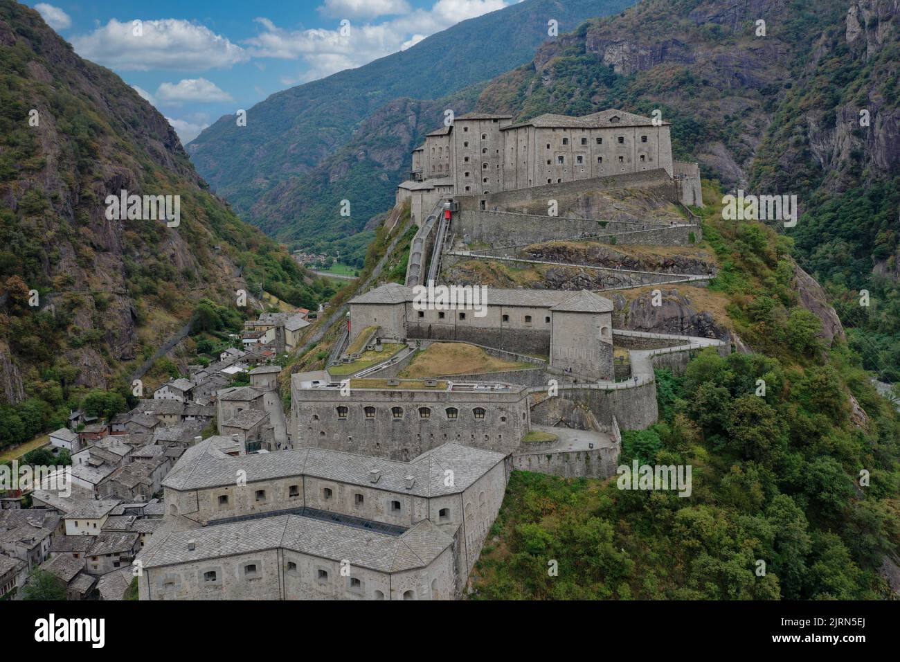 Aerial view of Bard fort. Bard, Aosta Valley, Italy Stock Photo - Alamy