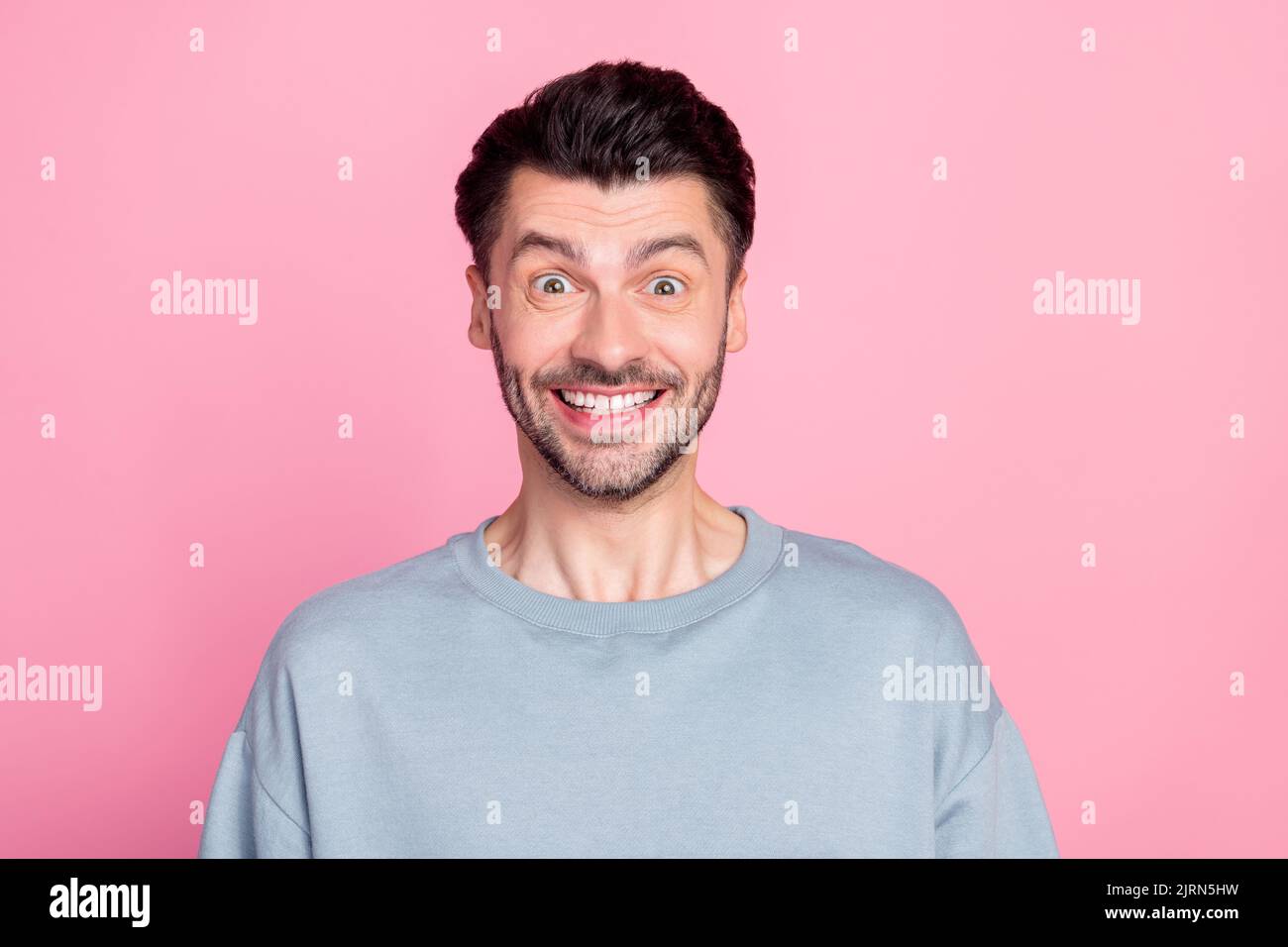 Photo of positive astonished guy beaming smile cant believe reaction ...