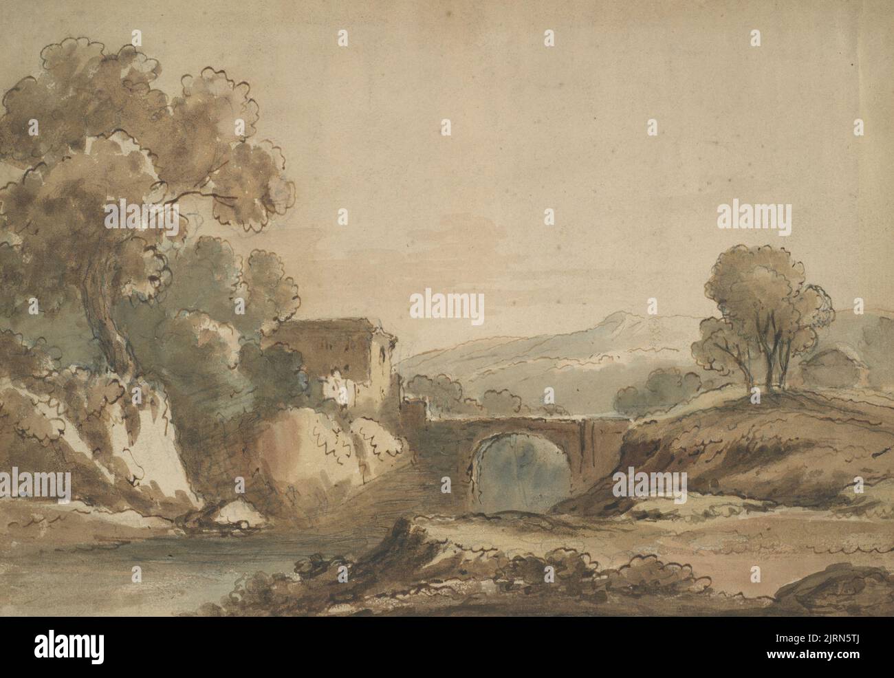 Landscape with bridge, 19th century, by James Robertson. Gift of ...