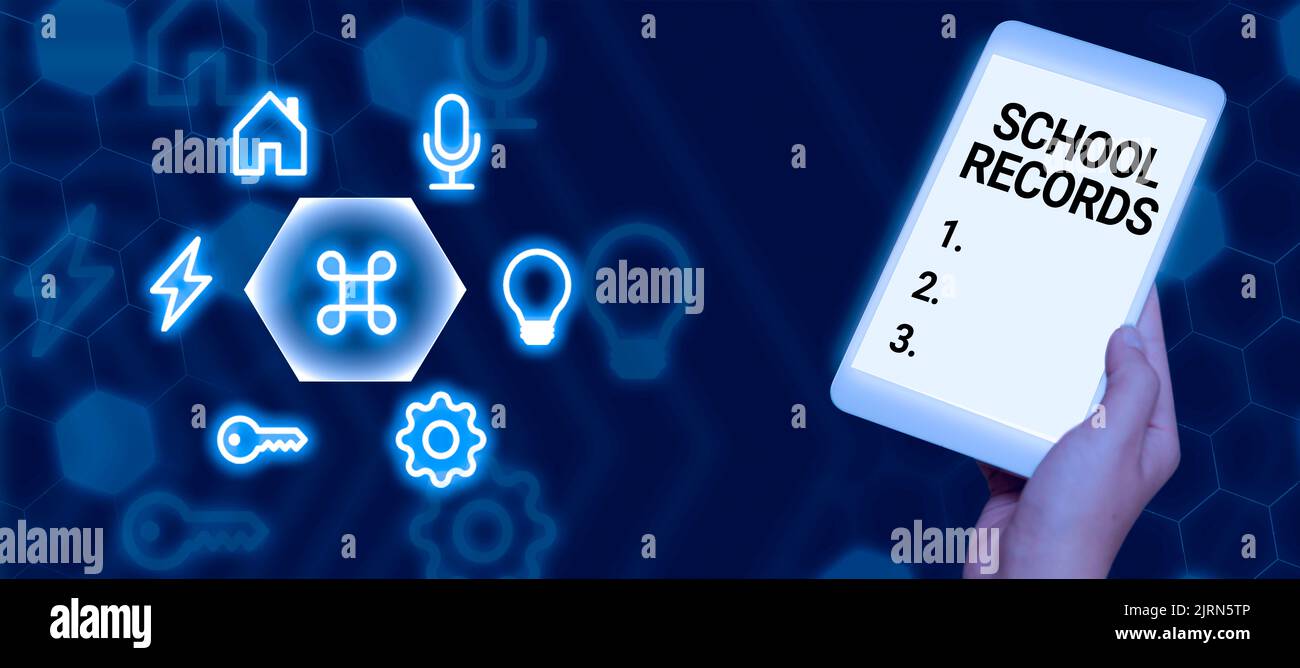 Sign displaying School RecordsInformation that is kept about a child at ...