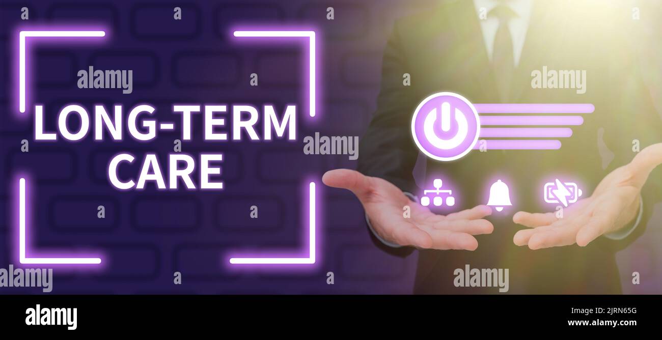 Sign displaying Long Term Care. Conceptual photo Adult medical nursing ...