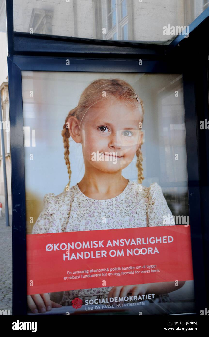 Copenhagen /Denmark/25 August 2022/ Denmarks. election campaign banner ...