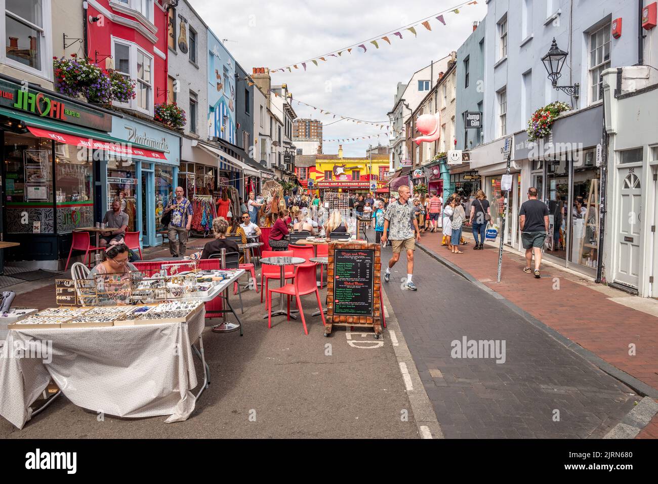 Brighton, August 20th 2022: The North Laine area of Brighton Stock ...