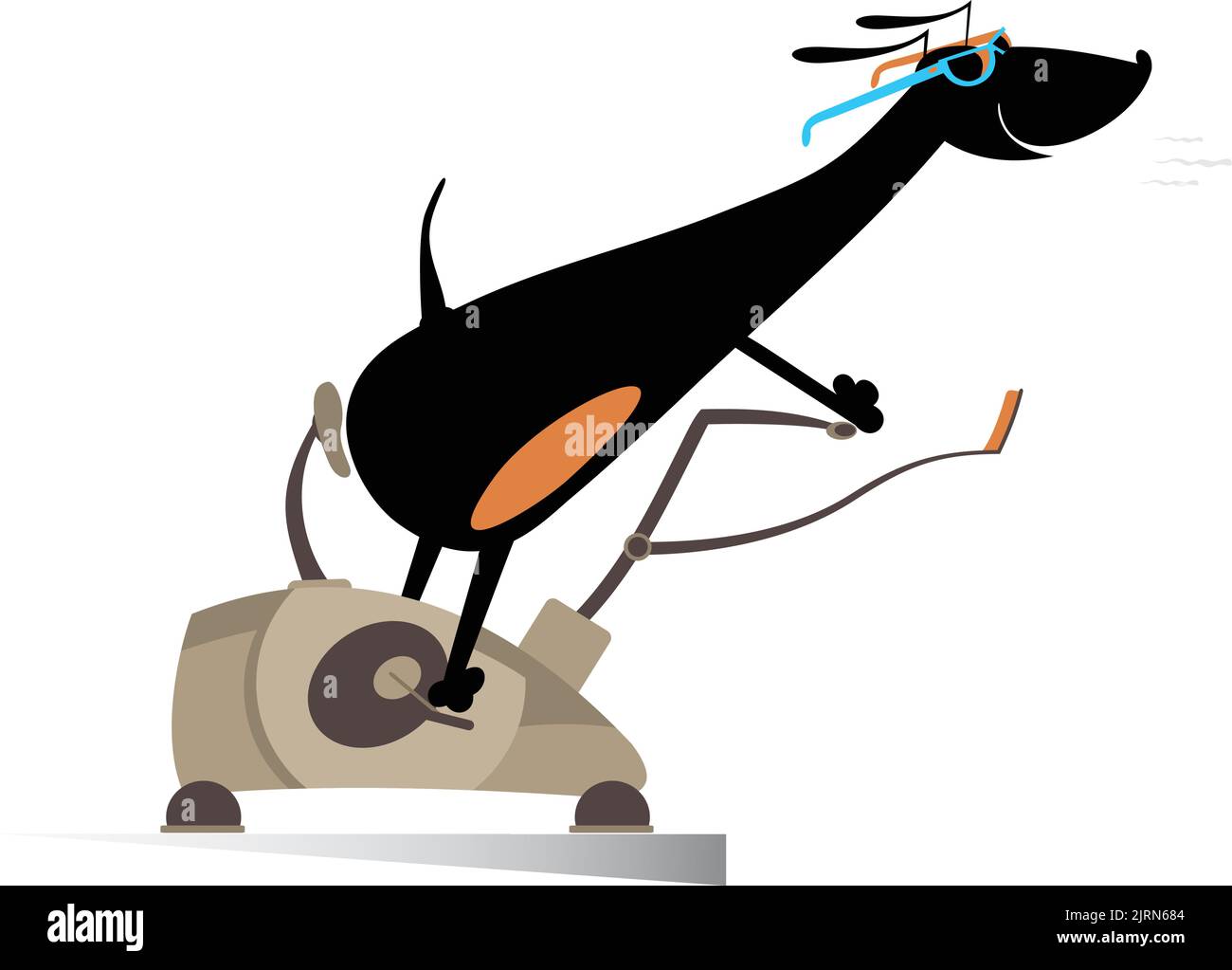 Comic dog trains on exercise bike Stock Vector Image & Art - Alamy