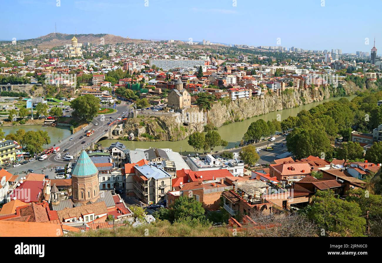 Amazing Panoramic Cityscape of Tbilisi, Capital City of Georgia Stock ...