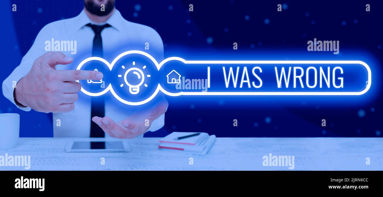 Writing displaying text I Was Wrong. Business concept Acceptance of a ...