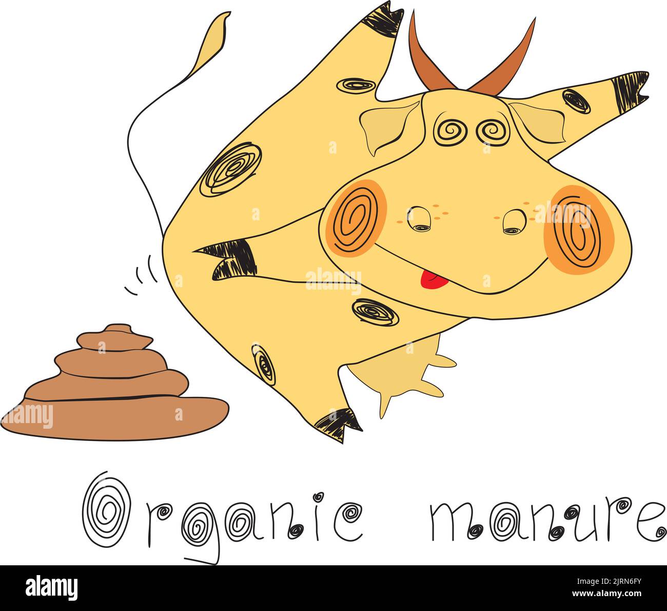 Organic manure. Smiling cow and a knot of manure Stock Vector Image ...