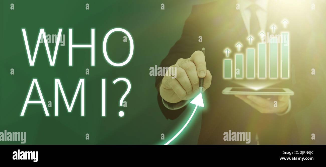 Sign displaying Who Am I. Business showcase Introduce Identify yourself ...