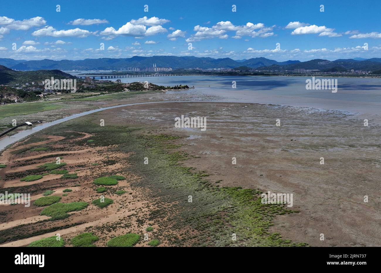 Changle. 25th Aug, 2022. Aerial photo shows a view of the Minjiang ...