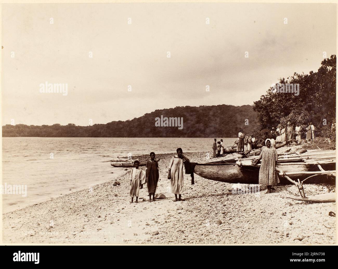 Natives on the Beach, Vila, 1899, Dunedin, by Burton Brothers Stock ...