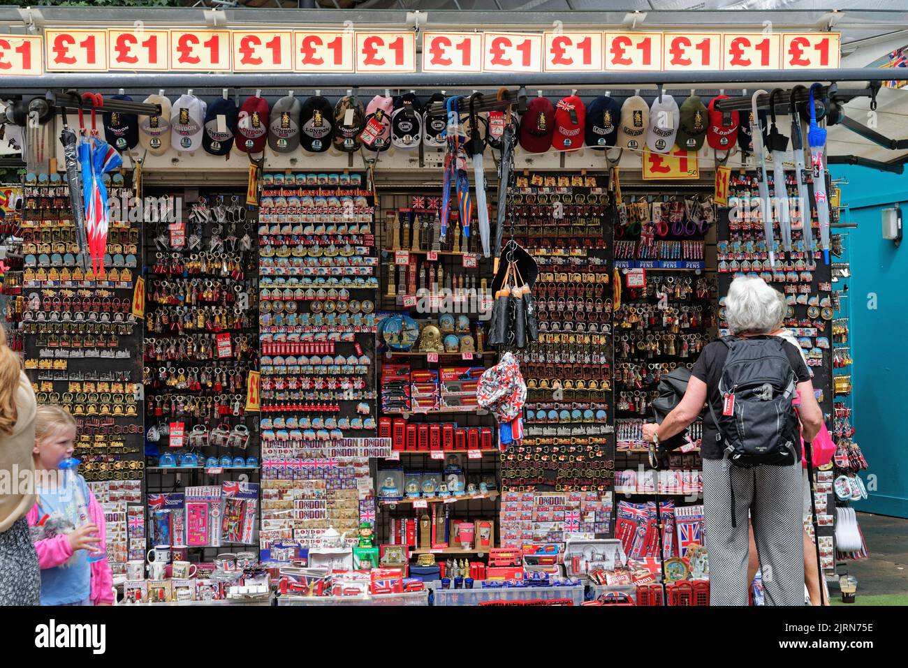 A colourful tourists souvenir stall on Oxford Street West End London ...