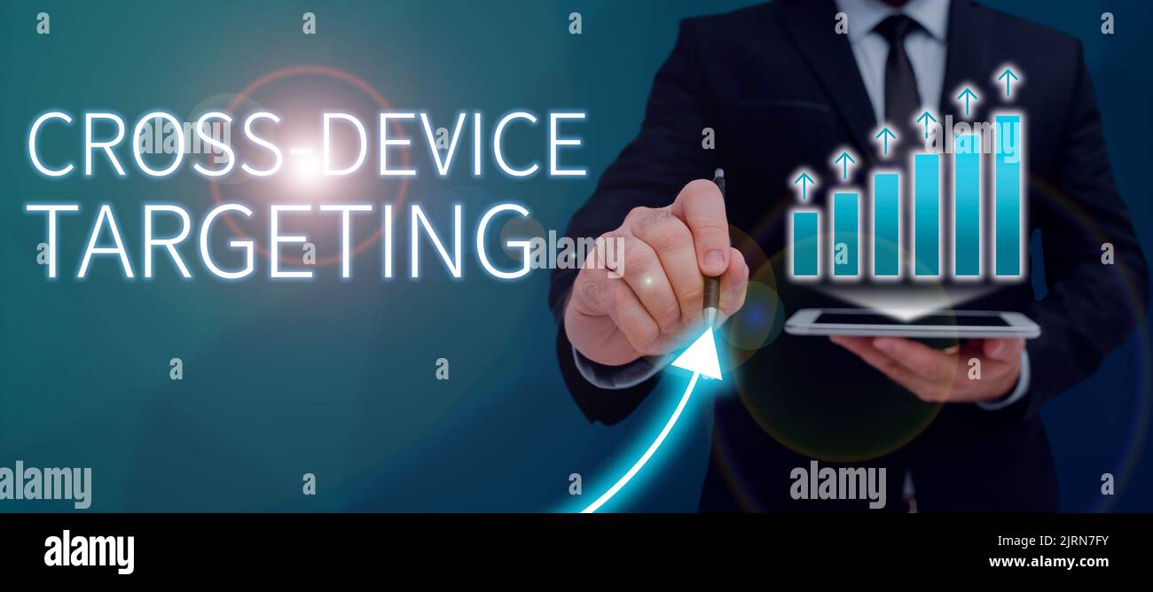 Text sign showing Cross Device Targeting. Internet Concept identifying ... Text sign showing Cross Device Targeting. Internet Concept identifying ...