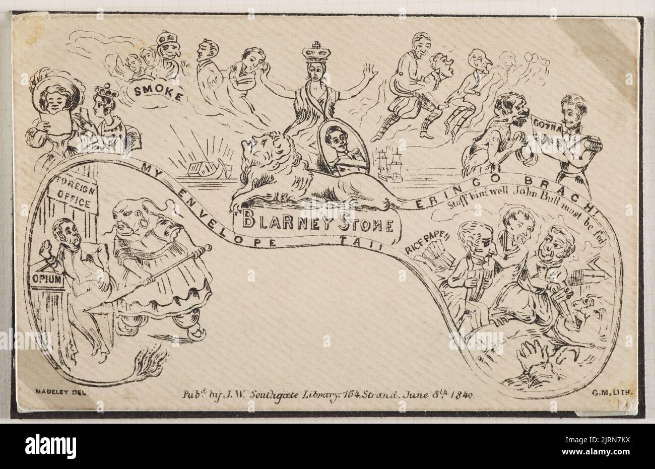 Philatelic 'cover' [envelope], Mulready caricature - 'Blarney Stone ...