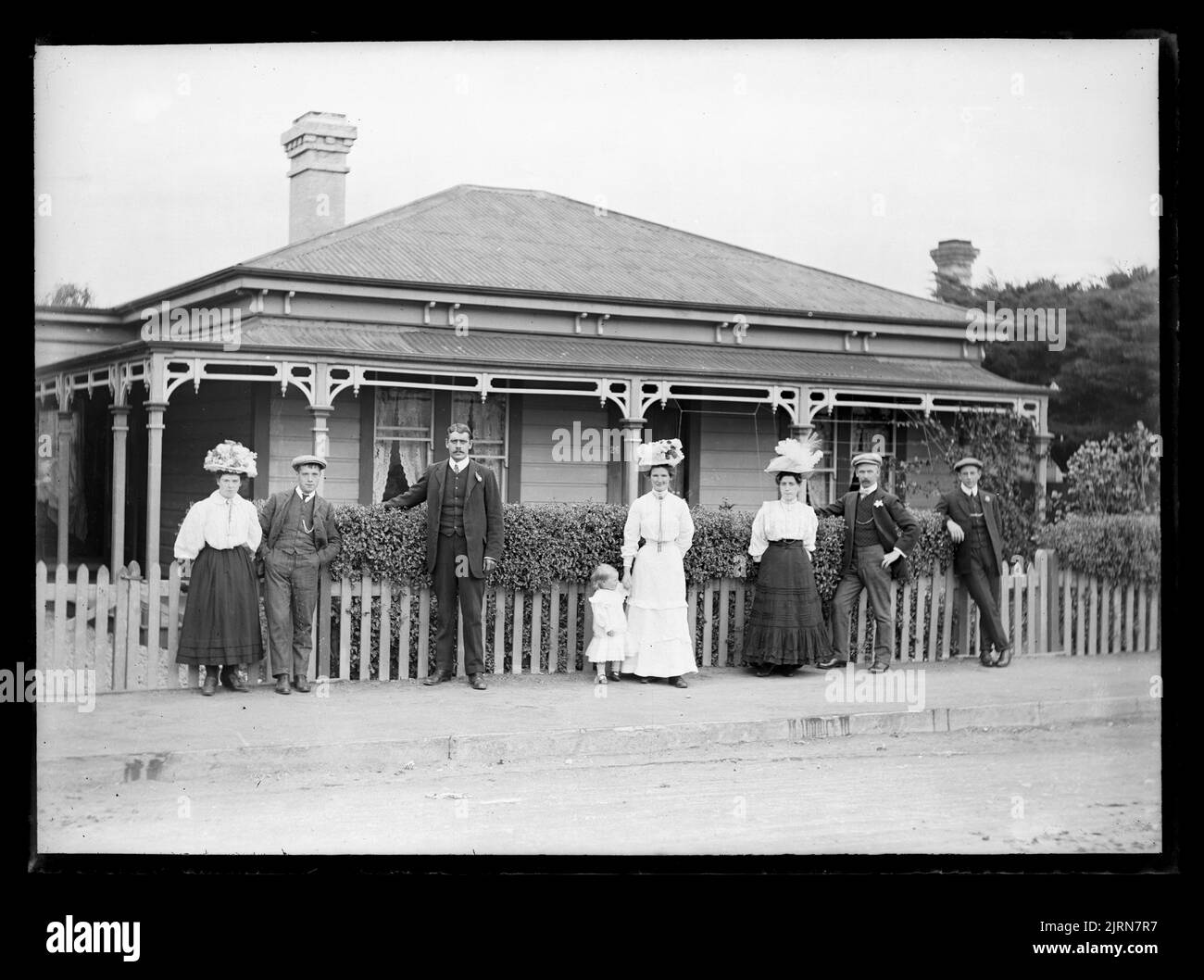 Family portrait in front Black and White Stock Photos & Images - Alamy