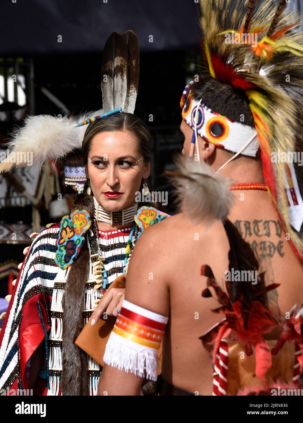 Bree Black Horse stands with Derek Red Arrow Frank at the Native ...
