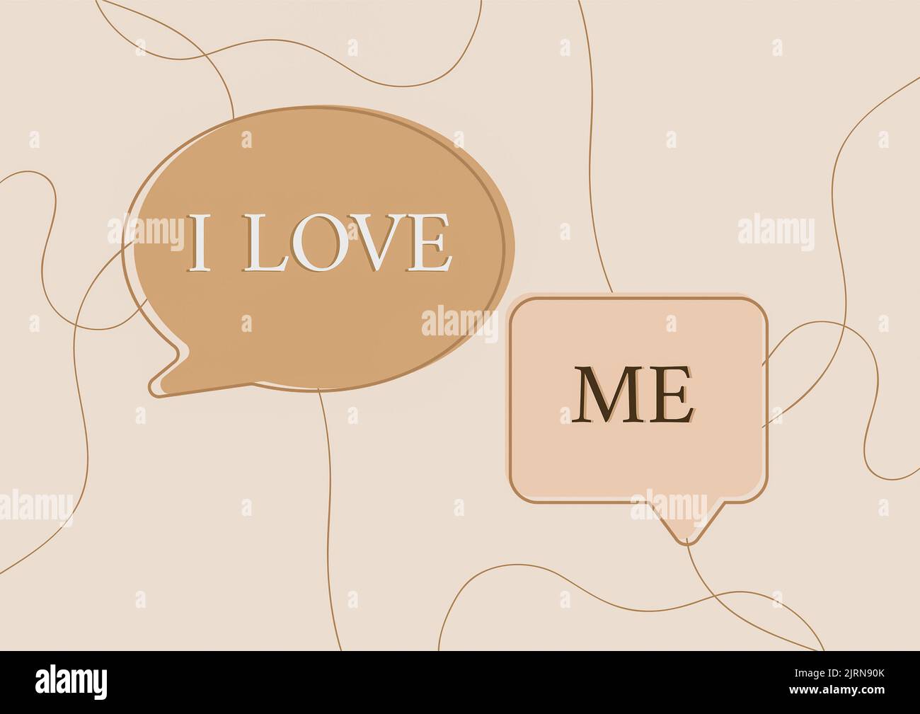 Conceptual caption I Love Me. Word for To have affection good feelings ...