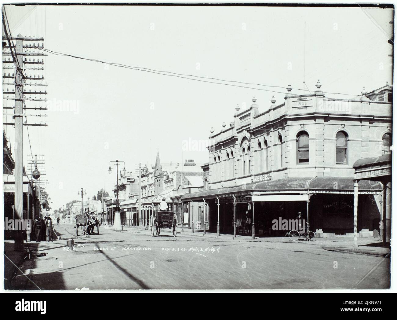 Queen Street, Masterton, 1909, Masterton, by Muir & Moodie Stock Photo ...
