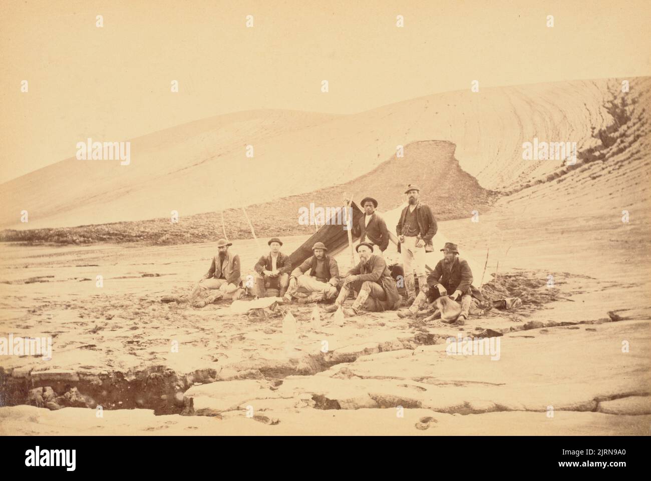 Percy Smith's camp at the foot of Mount Tarawera, 1886, Rotorua, Lake ...