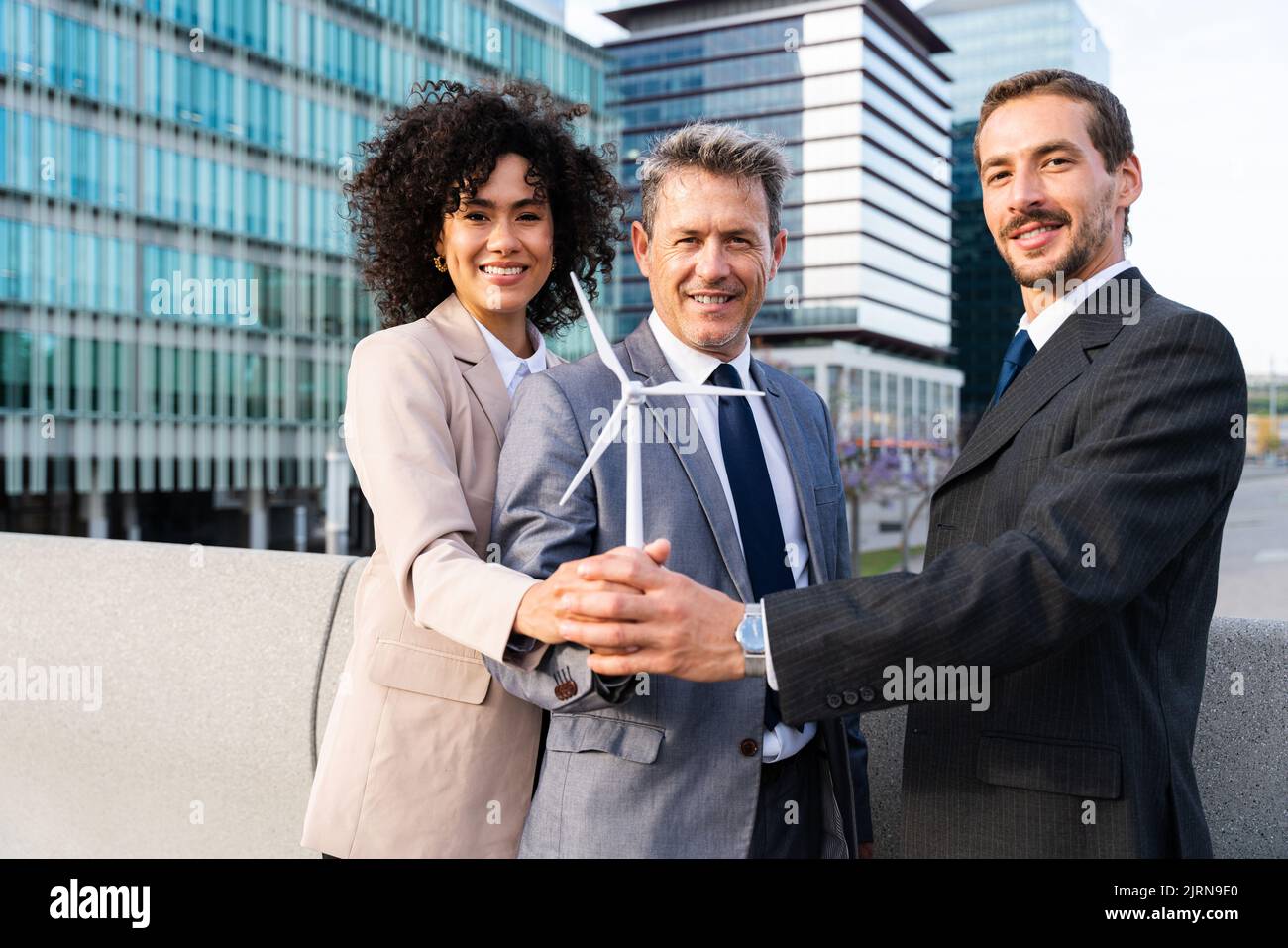 Multiracial group of business people bonding outdoors - International ...