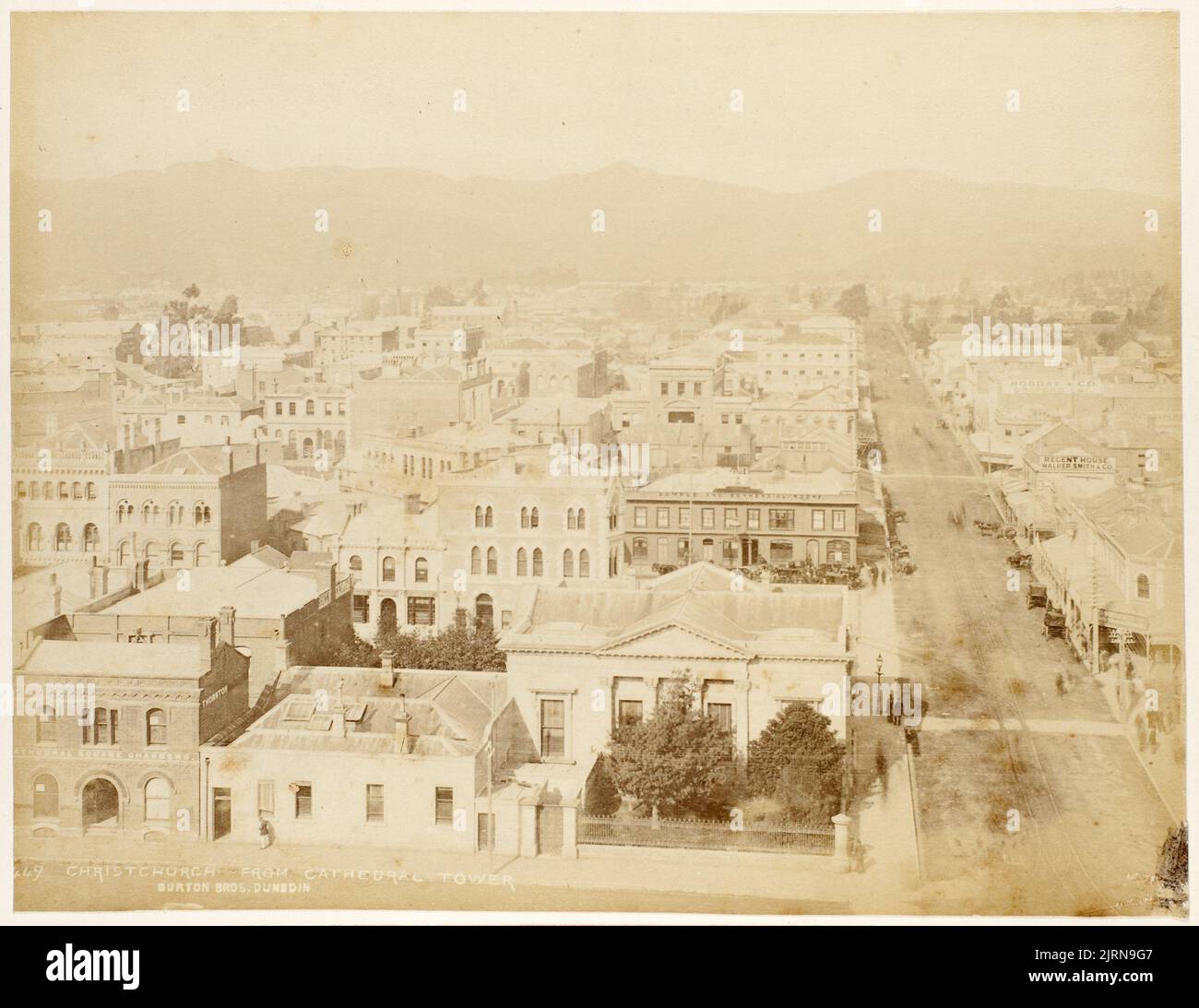 Christchurch from Cathedral Tower, 1800s, Dunedin, by Burton Brothers ...