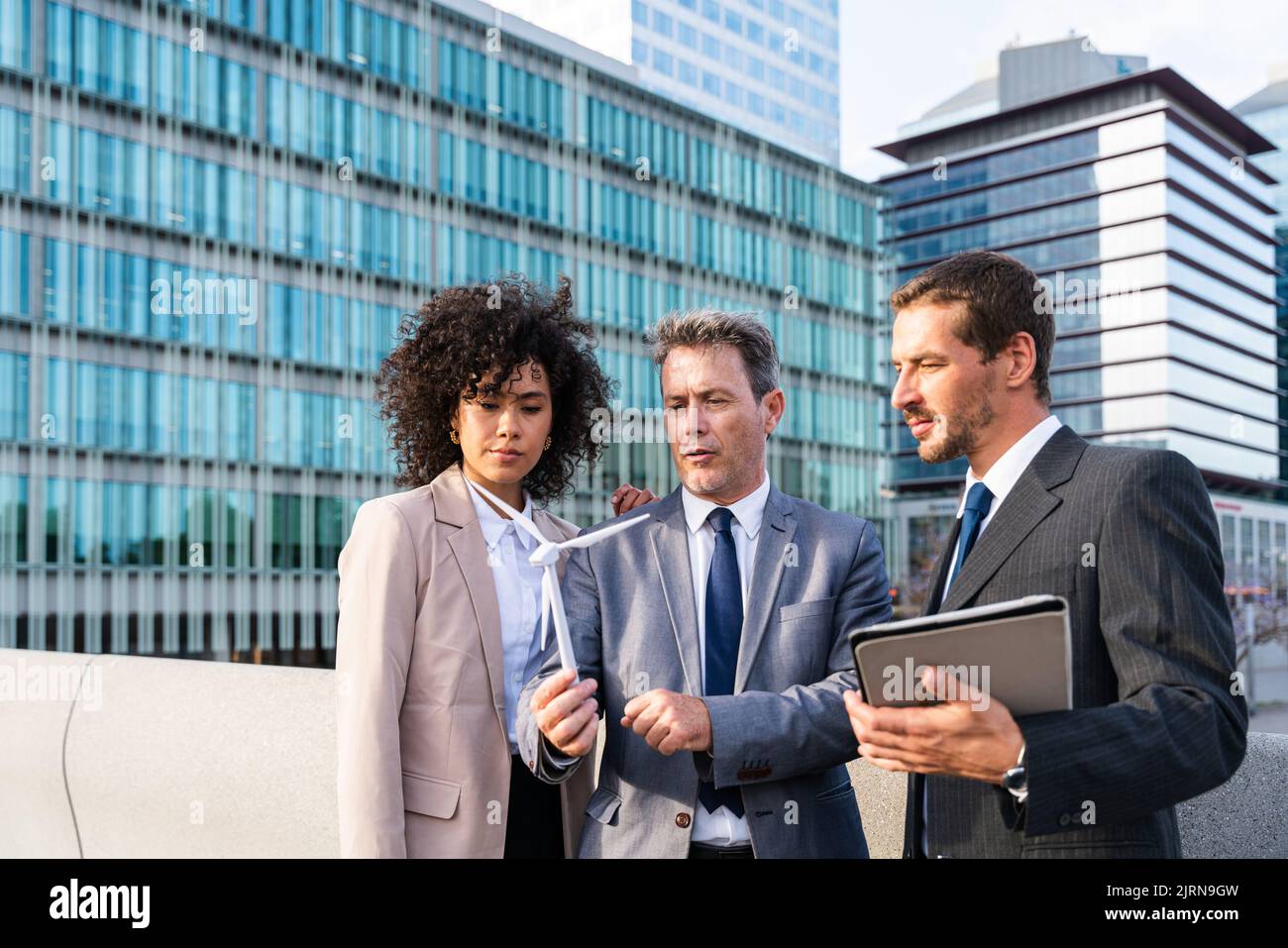 Multiracial group of business people bonding outdoors - International ...