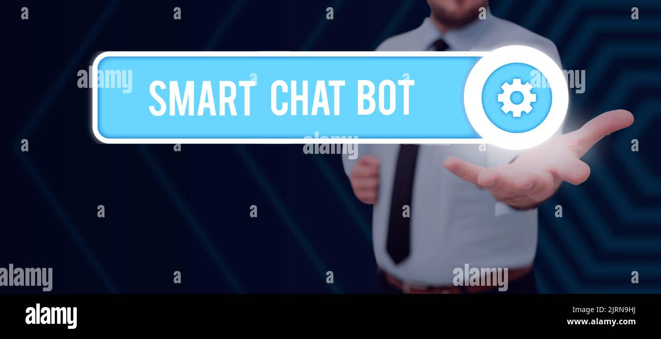 Conceptual display Smart Chat Bot. Word Written on Artificial intelligence chatting with ...