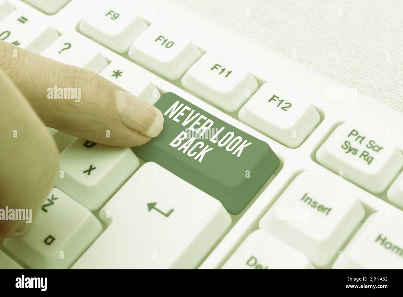 Text caption presenting Never Look Back. Word for Do not have regrets ...