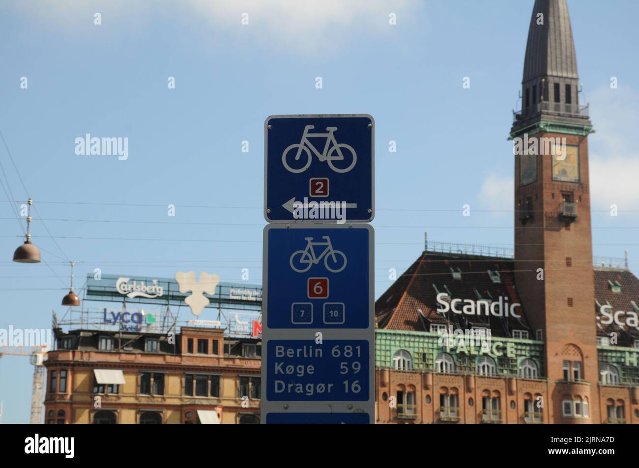 Copenhagen /Denmark/25 August 2022/ Bikers ride safely on bike lane in ...