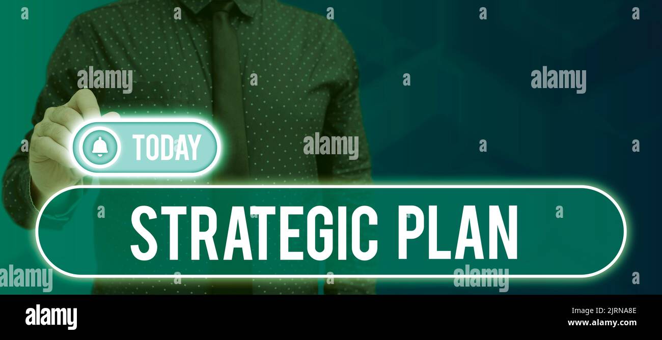 Sign displaying Strategic PlanA process of defining strategy and making ...