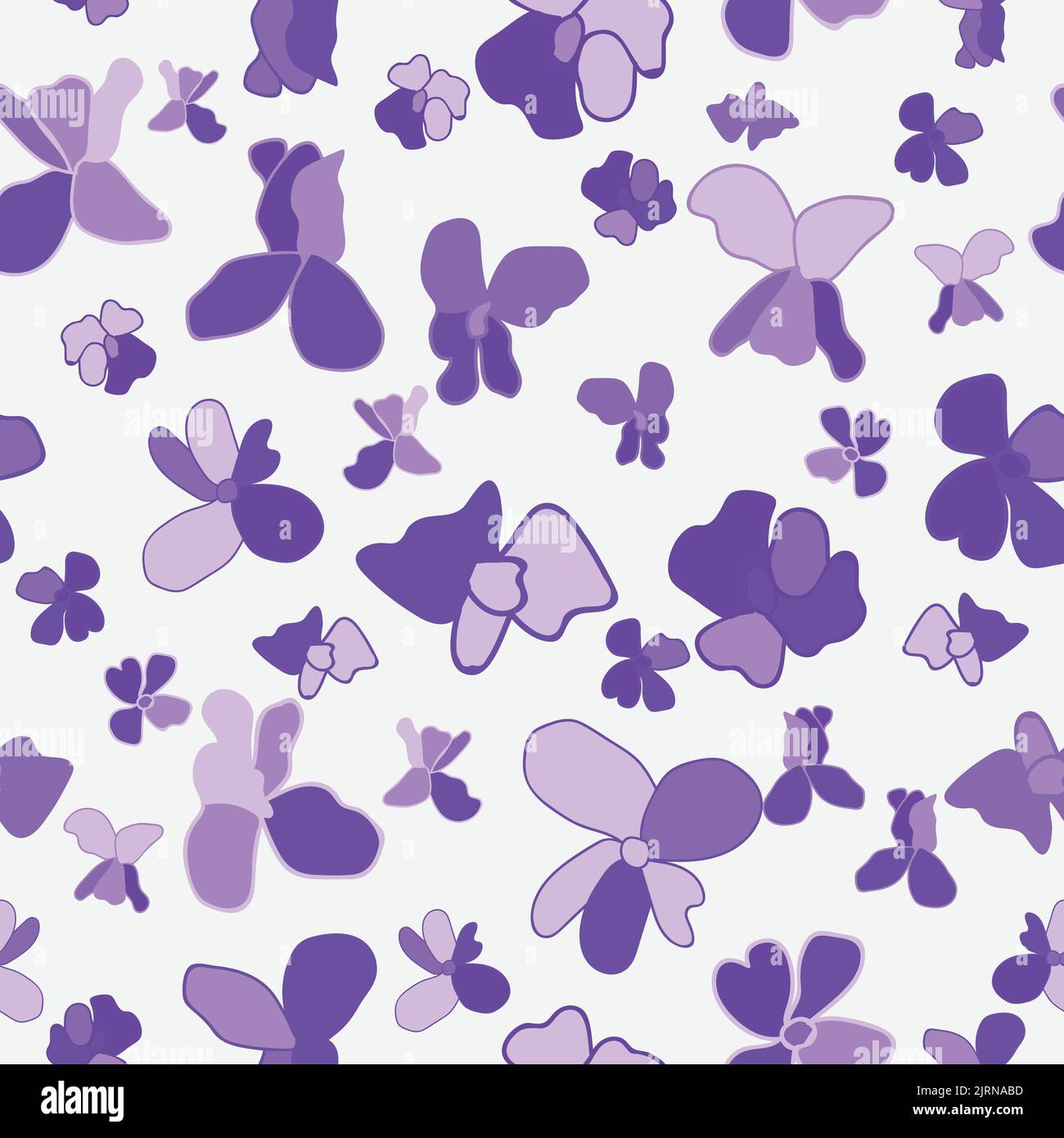 Wild violet flowers seamless pattern. Spring floral background. Outline ...