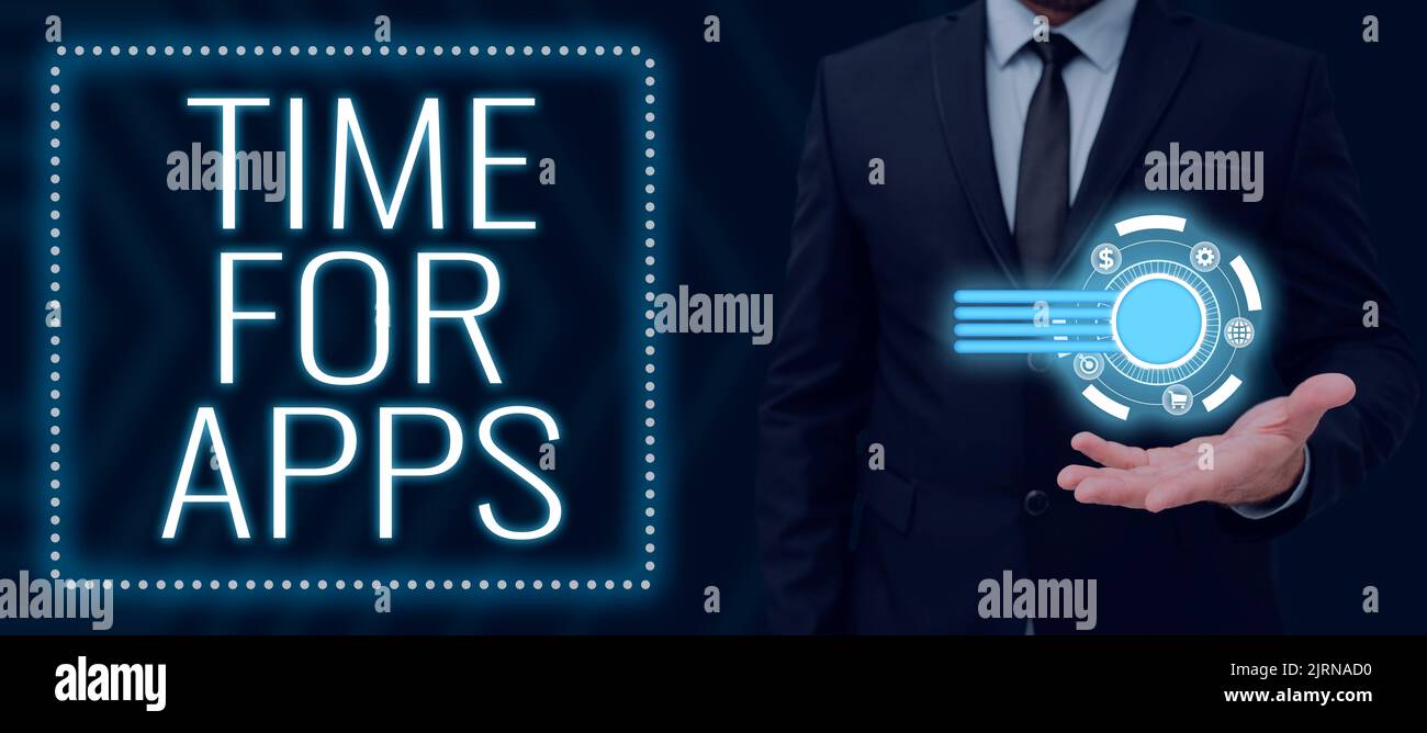 Text showing inspiration Time For Apps. Internet Concept The best ...