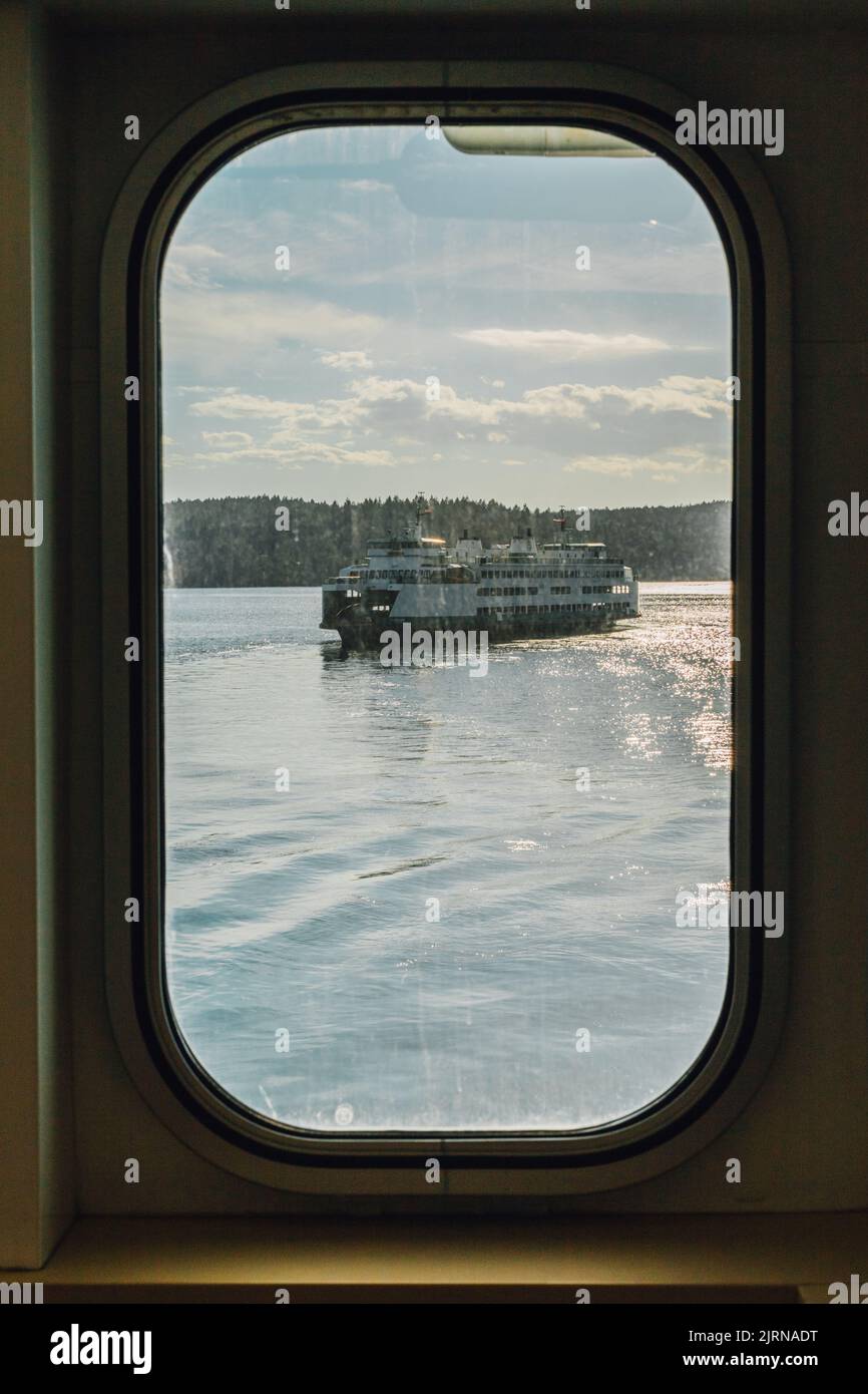 ferry boat as seen from ferry boat window Stock Photo - Alamy