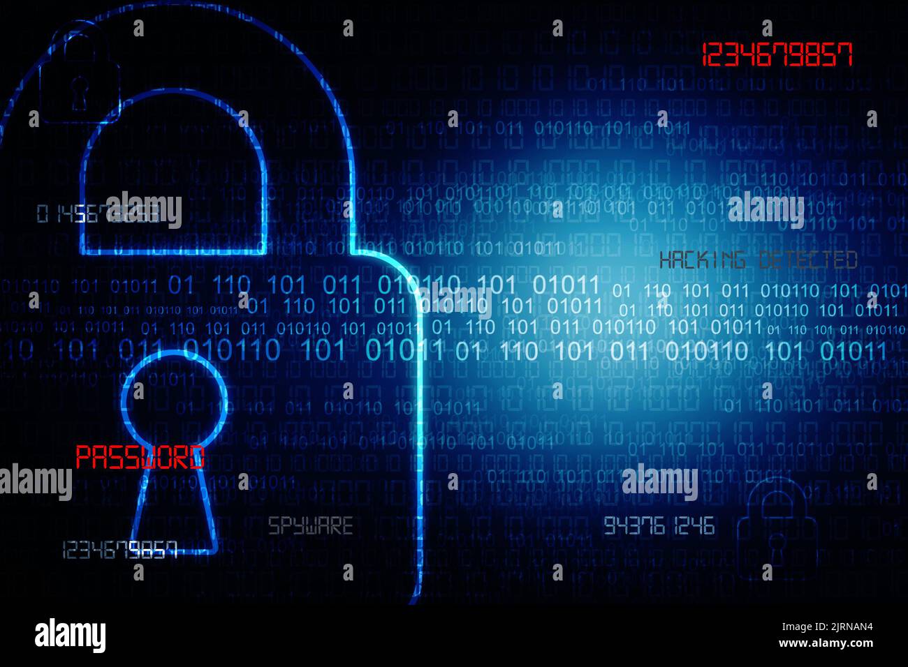 2d illustration Safety concept: Closed Padlock on digital background ...