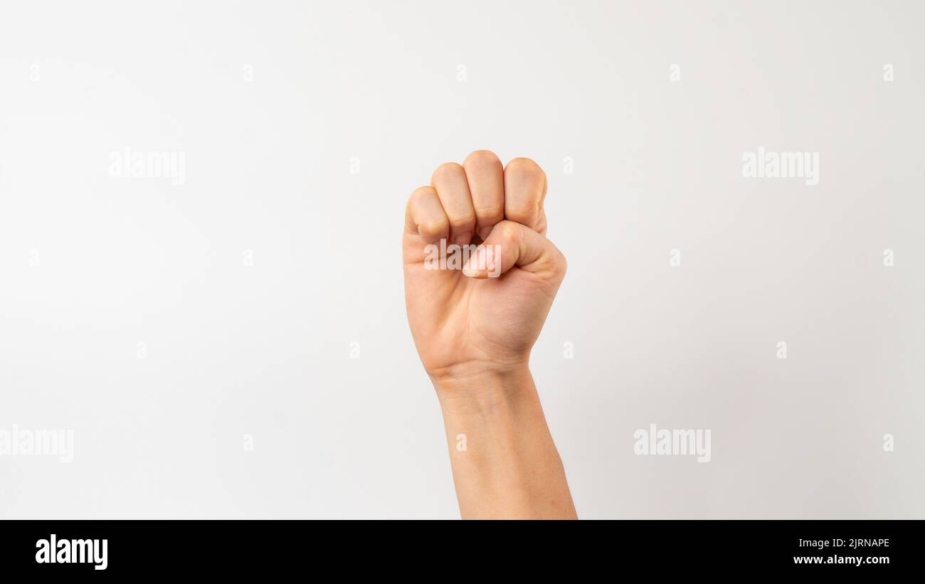 Sign language of the deaf and dumb people, English letter e Stock Photo ...