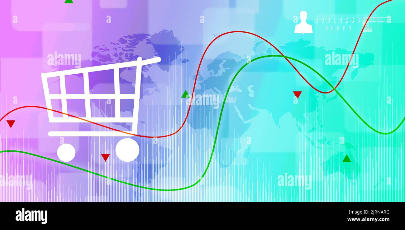 2d rendering Stock market online business concept. business Graph Stock ...