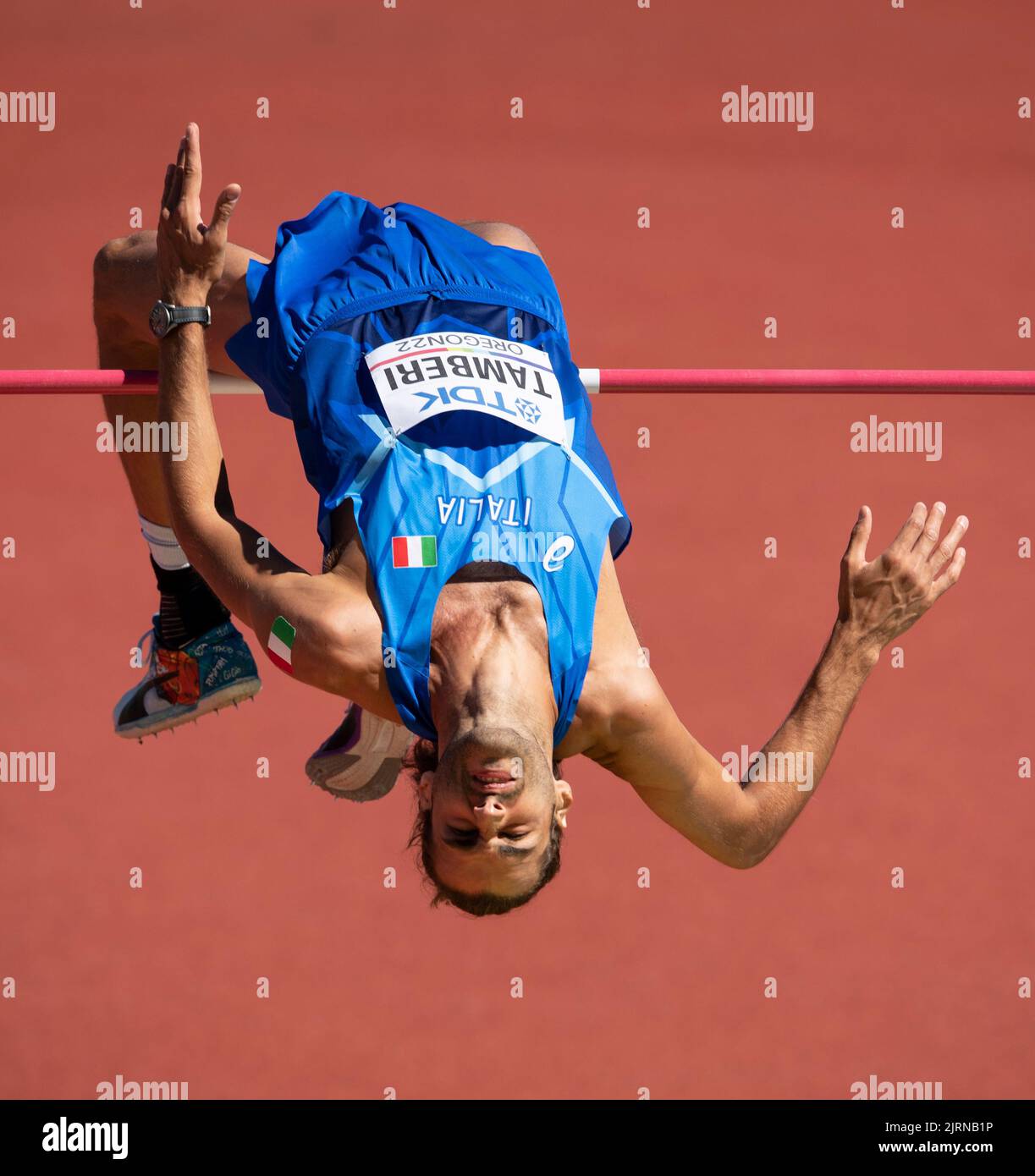 Gianmarco Tamberi of Italy competing in the men’s high jump heats at ...