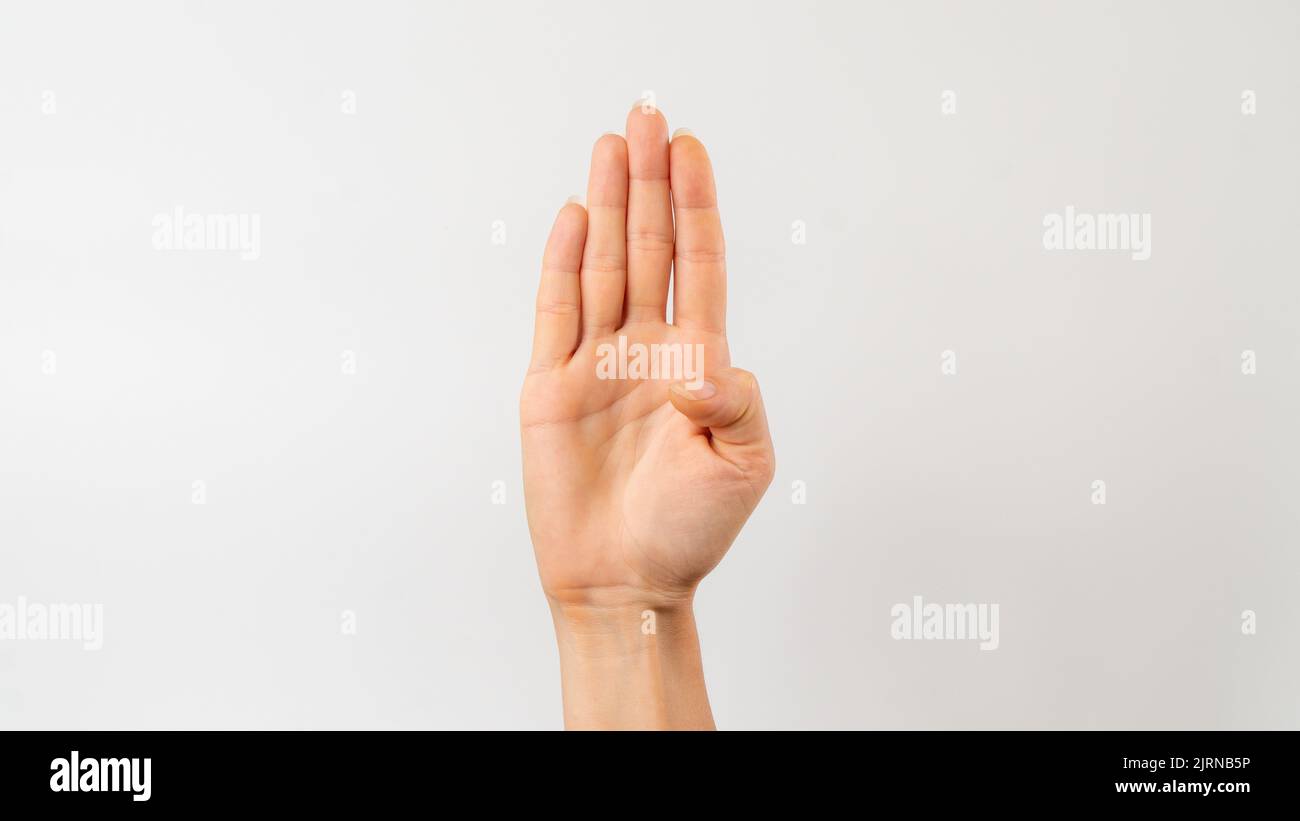 Sign language of the deaf and dumb people, English letter b Stock Photo ...