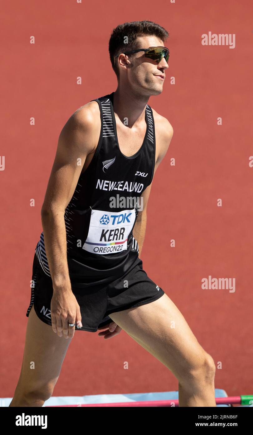 Hamish Kerr of New Zealand competing in the men’s high jump heats at ...