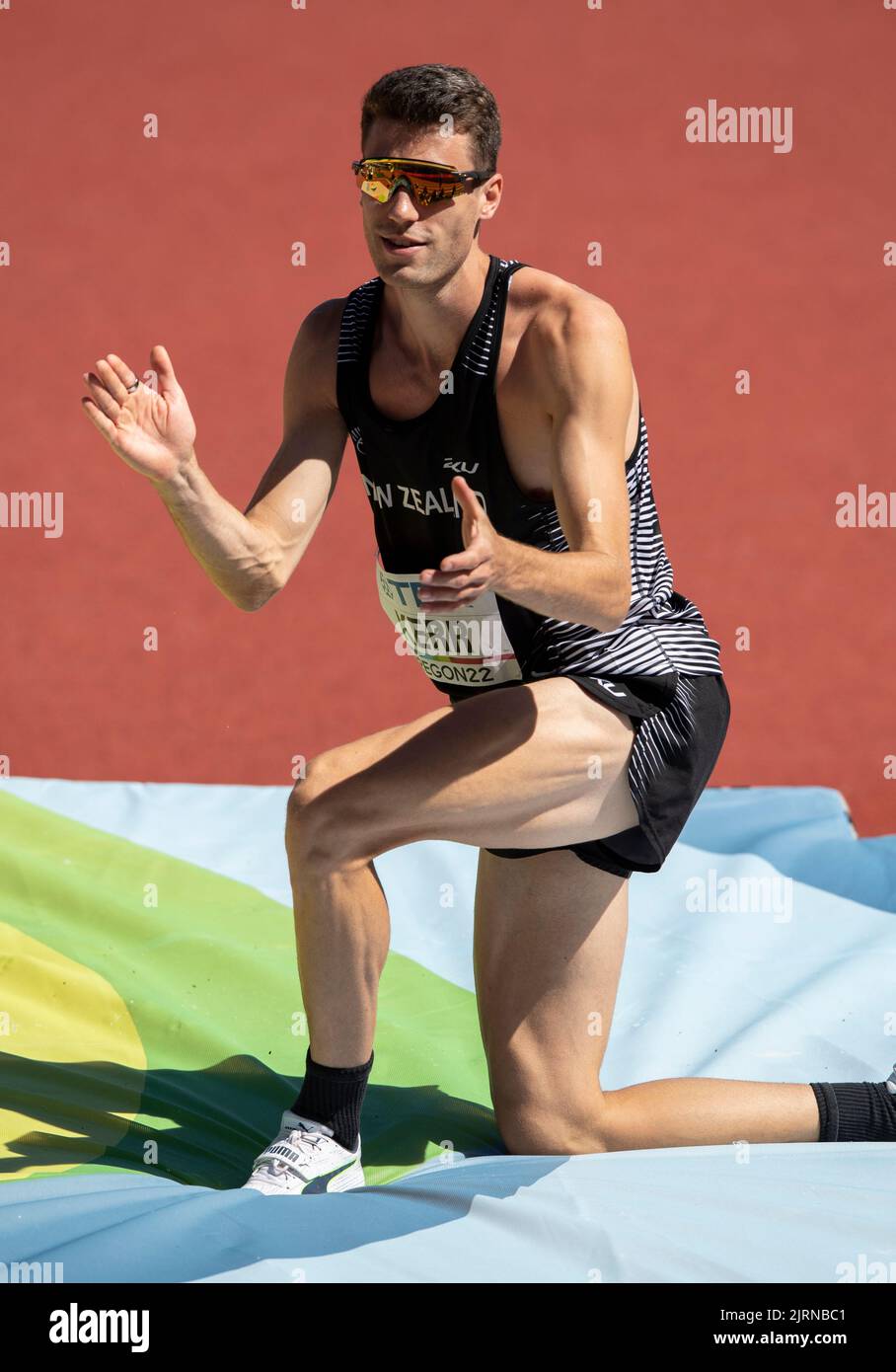 Hamish Kerr of New Zealand competing in the men’s high jump heats at ...