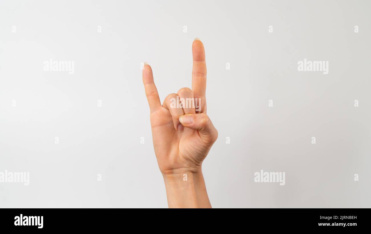 sign language of the deaf and dumb, phrase - rock and roll, rock on ...