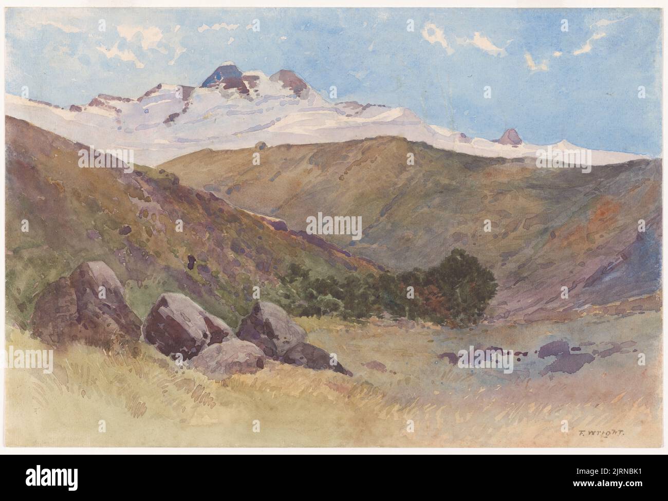 Landscape with mountain and gully, 1880s , by Frank Wright Stock Photo ...