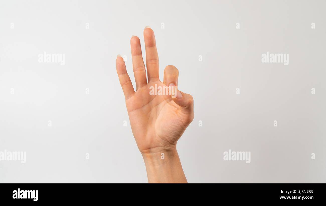Sign language of the deaf and dumb people, number, digit 9 Stock Photo ...