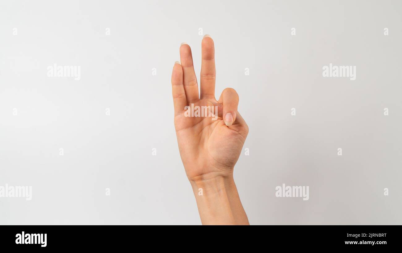 Hand sign language alphabet f hi-res stock photography and images - Alamy