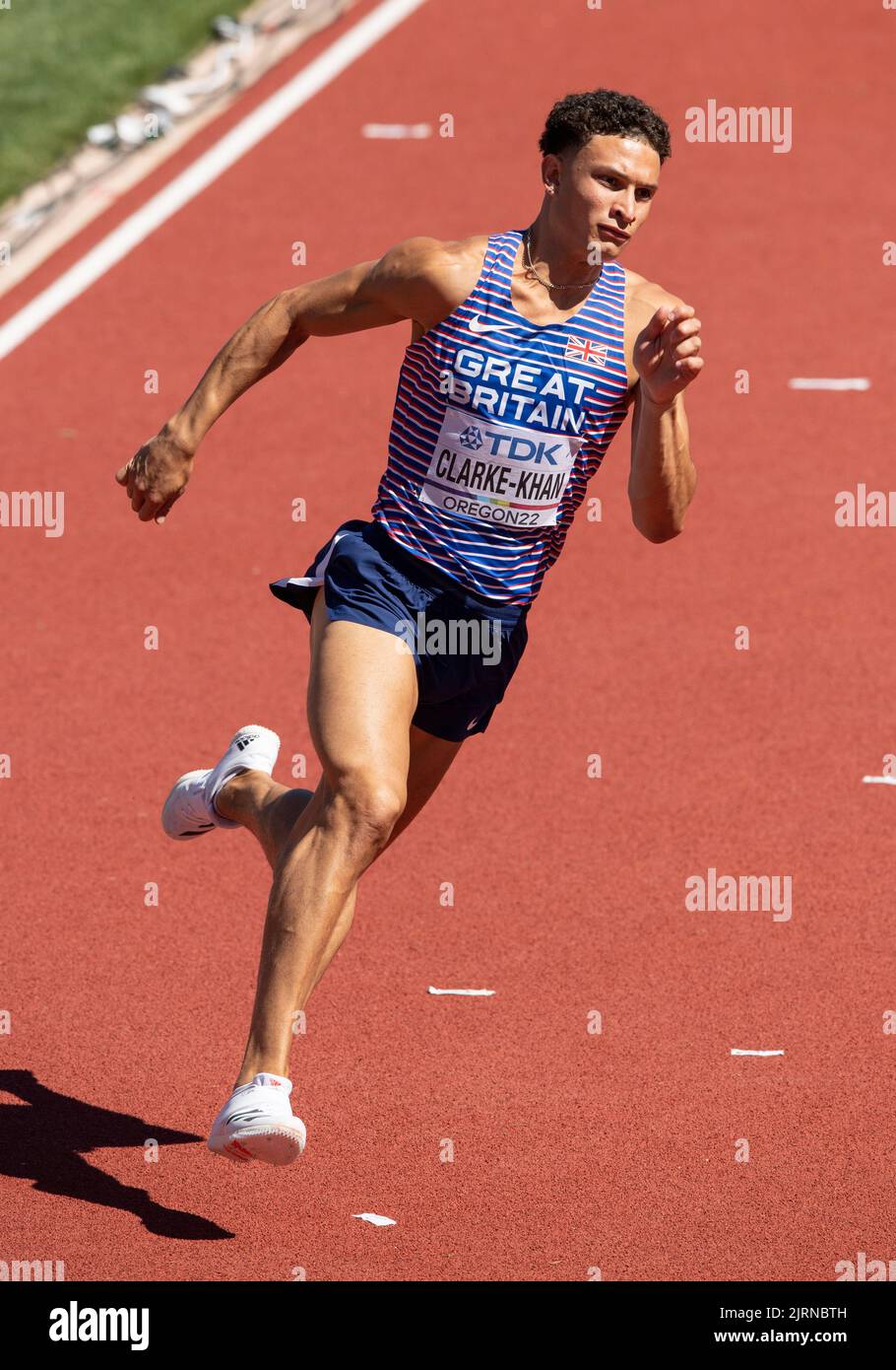 Joel Clarke-Khan of GB&NI competing in the men’s high jump heats at the ...