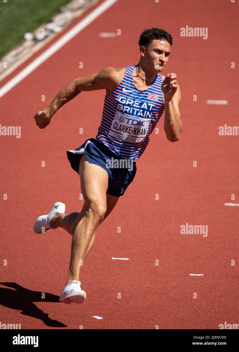 Joel Clarke-Khan of GB&NI competing in the men’s high jump heats at the ...