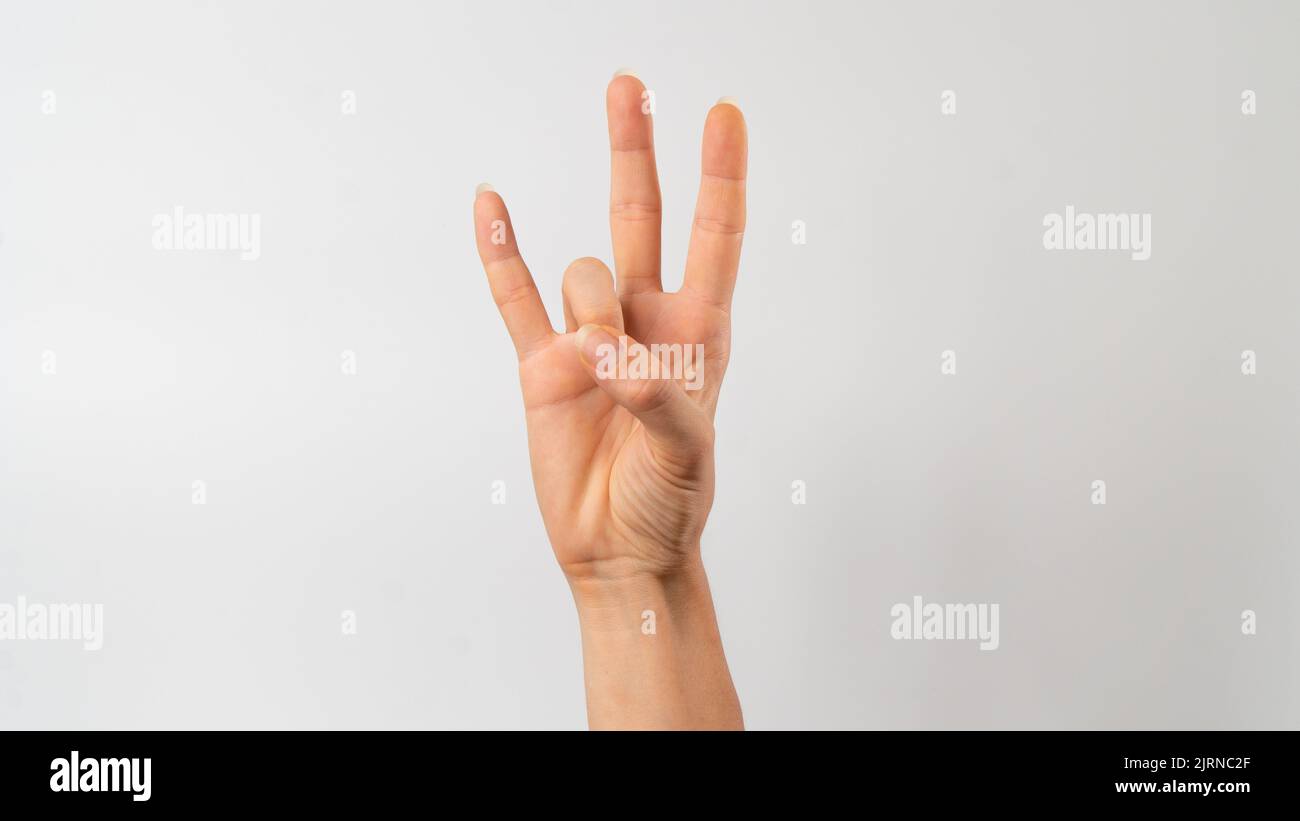 Sign language of the deaf and dumb people, number, digit 7 Stock Photo ...